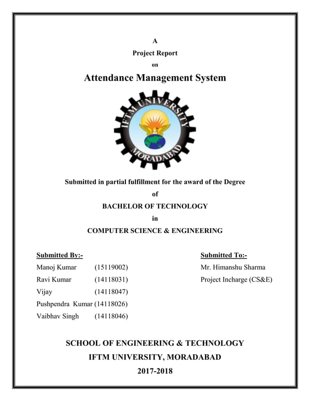 Attendance management system project report. | PDF | Databases ...