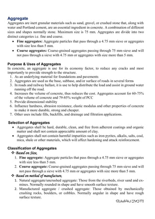 Aggregates, Types, Properties, Sources, Uses and its test by Suman ...