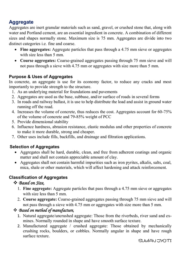 Aggregates, Types, Properties, Sources, Uses and its test by Suman ...