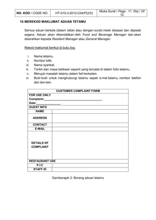 KERTAS PENERANGAN: PROSEDUR MENGENDALI ADUAN TETAMU | PDF