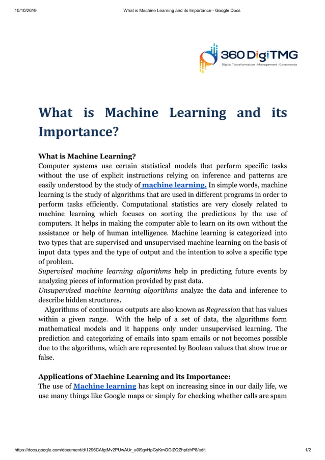 machine learning | PDF