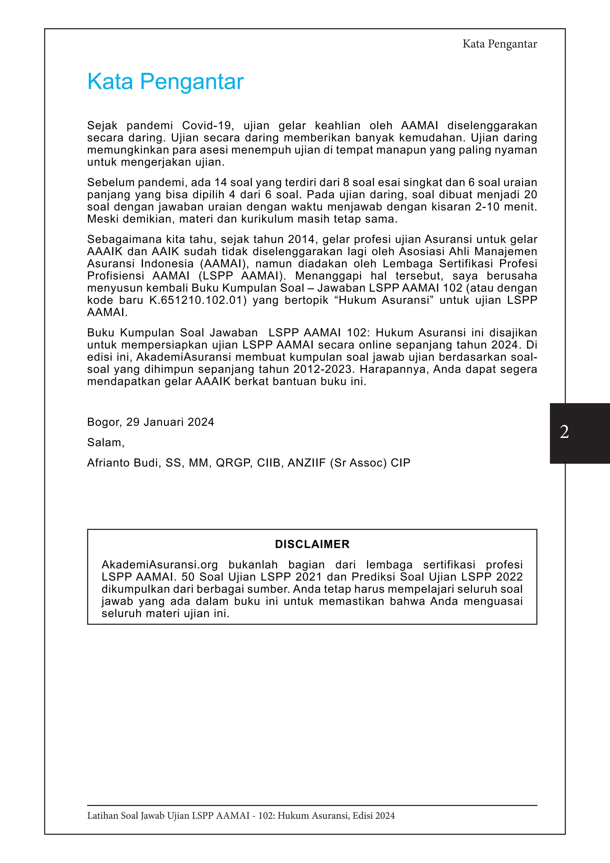 Buku Soal Jawab LSPP AAMAI 102: Hukum Asuransi Tahun 2024 | PDF