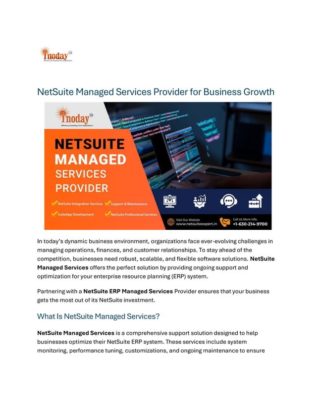 NetSuite Managed Services Provider for Business Growth | PDF