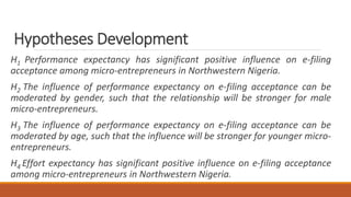 Acceptance of e-Filling by Micro-Entrepreneurs in Northwestern Nigeria ...