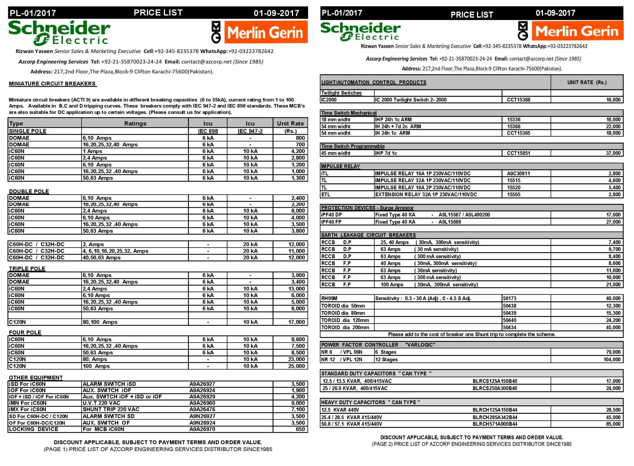 Price List-Azcorp Engineering Services Schneider Electric-Partner | PPT