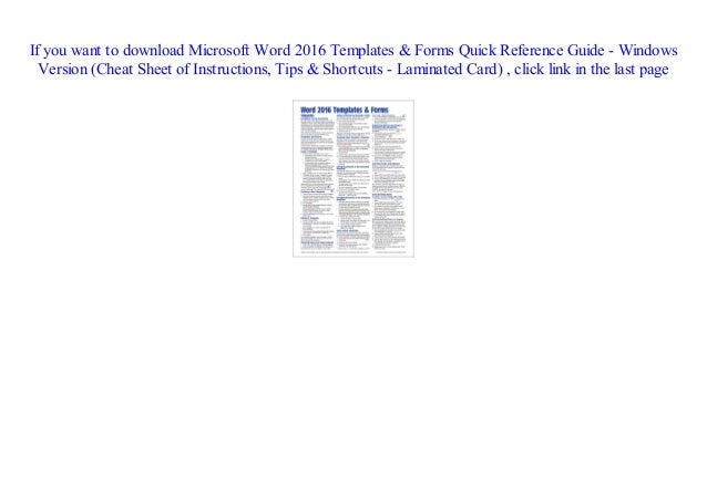 [Read] Microsoft Word 2016 Templates & Forms Quick Reference Guide ...
