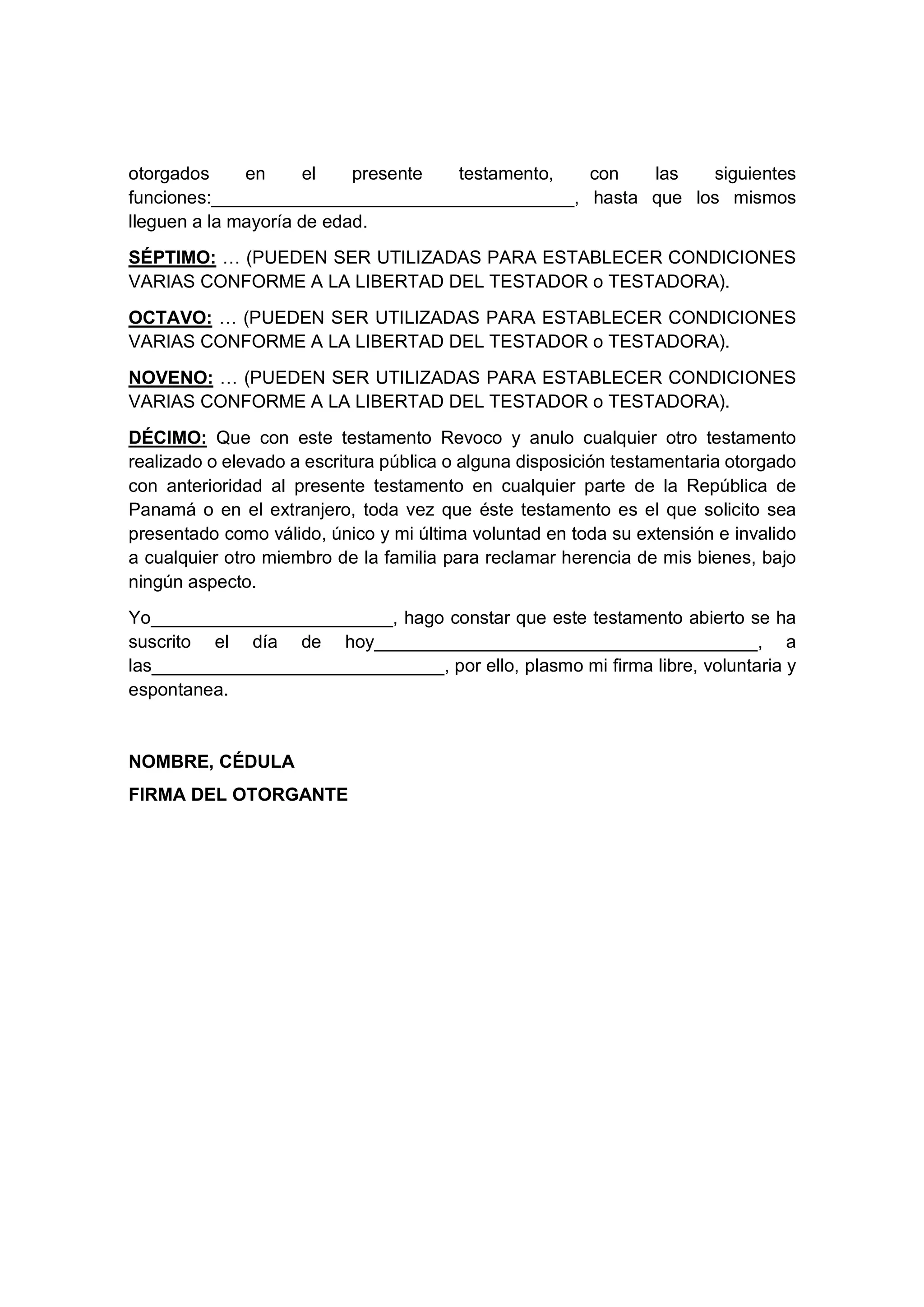 Modelo Y Ejemplos Del Testamento Testamento Cerrado Y Abierto | PDF