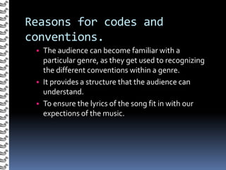 music videos codes and conventions | PPT