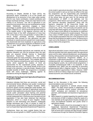 Supervised Agricultural Experience Programme (SAEP): A Veritable Tool ...