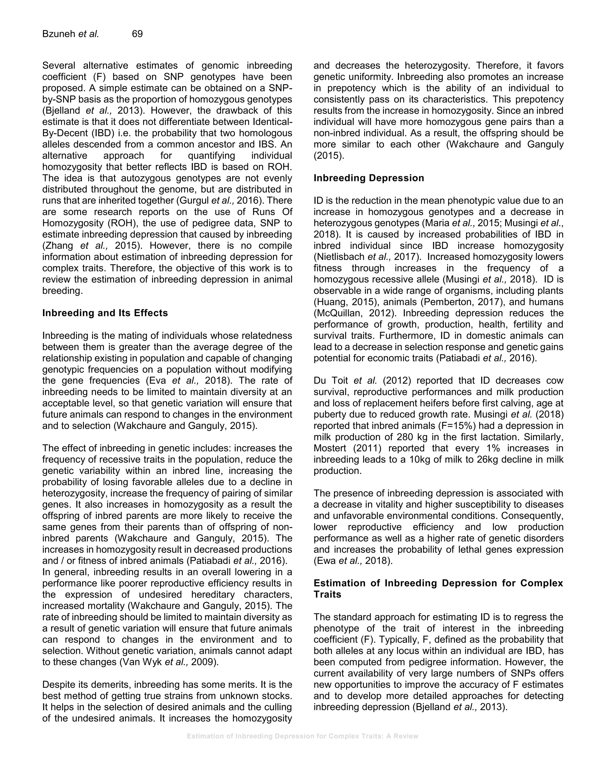 Estimation of Inbreeding Depression for Complex Traits: A Review | PDF