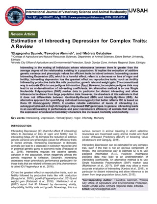 Estimation of Inbreeding Depression for Complex Traits: A Review | PDF