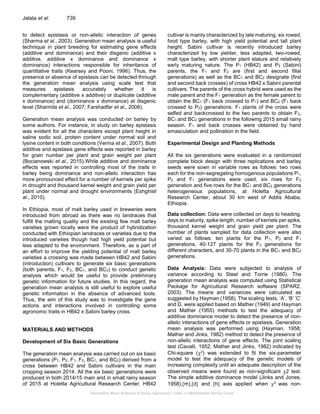 Generation Mean Analysis of Some Agronomic Traits in HB42xSabini Barley Cross | PDF