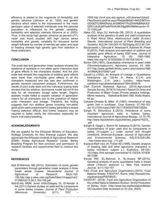Generation Mean Analysis of Some Agronomic Traits in HB42xSabini Barley Cross | PDF