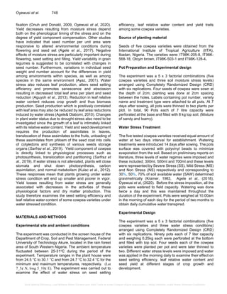 Seed Setting Efficiency, Leaf Relative Water Content and Yield Traits ...