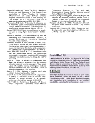 Seed Setting Efficiency, Leaf Relative Water Content and Yield Traits ...