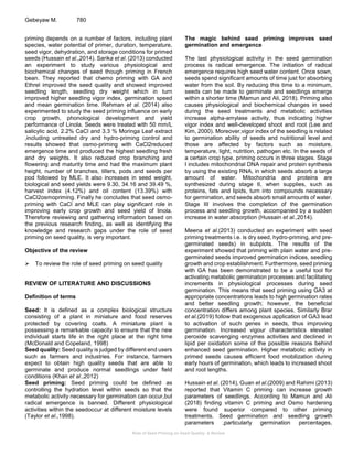 Role of Seed Priming on Seed Quality: A Review | PDF