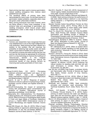 Role of Seed Priming on Seed Quality: A Review | PDF