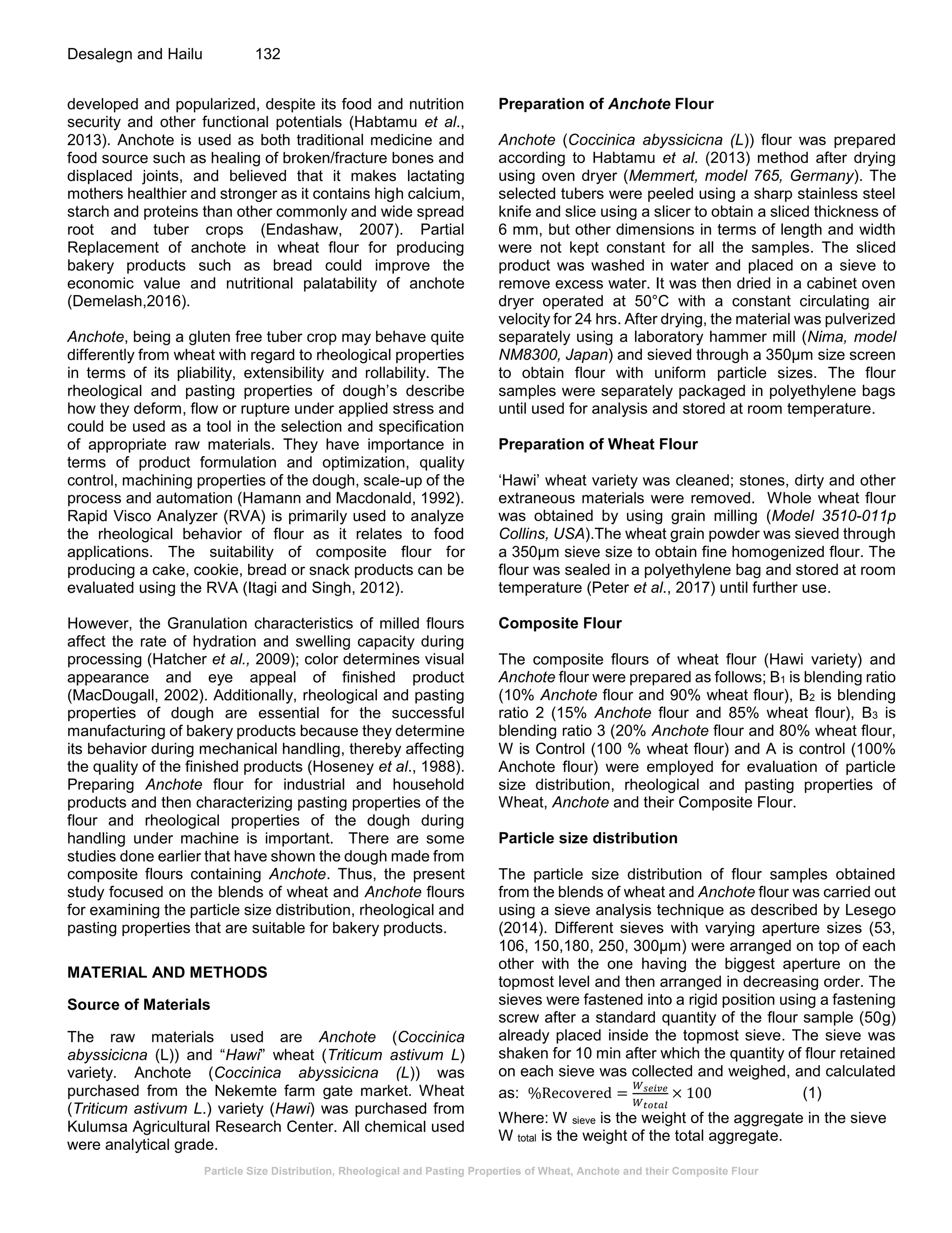 Particle Size Distribution, Rheological and Pasting Properties of Wheat ...