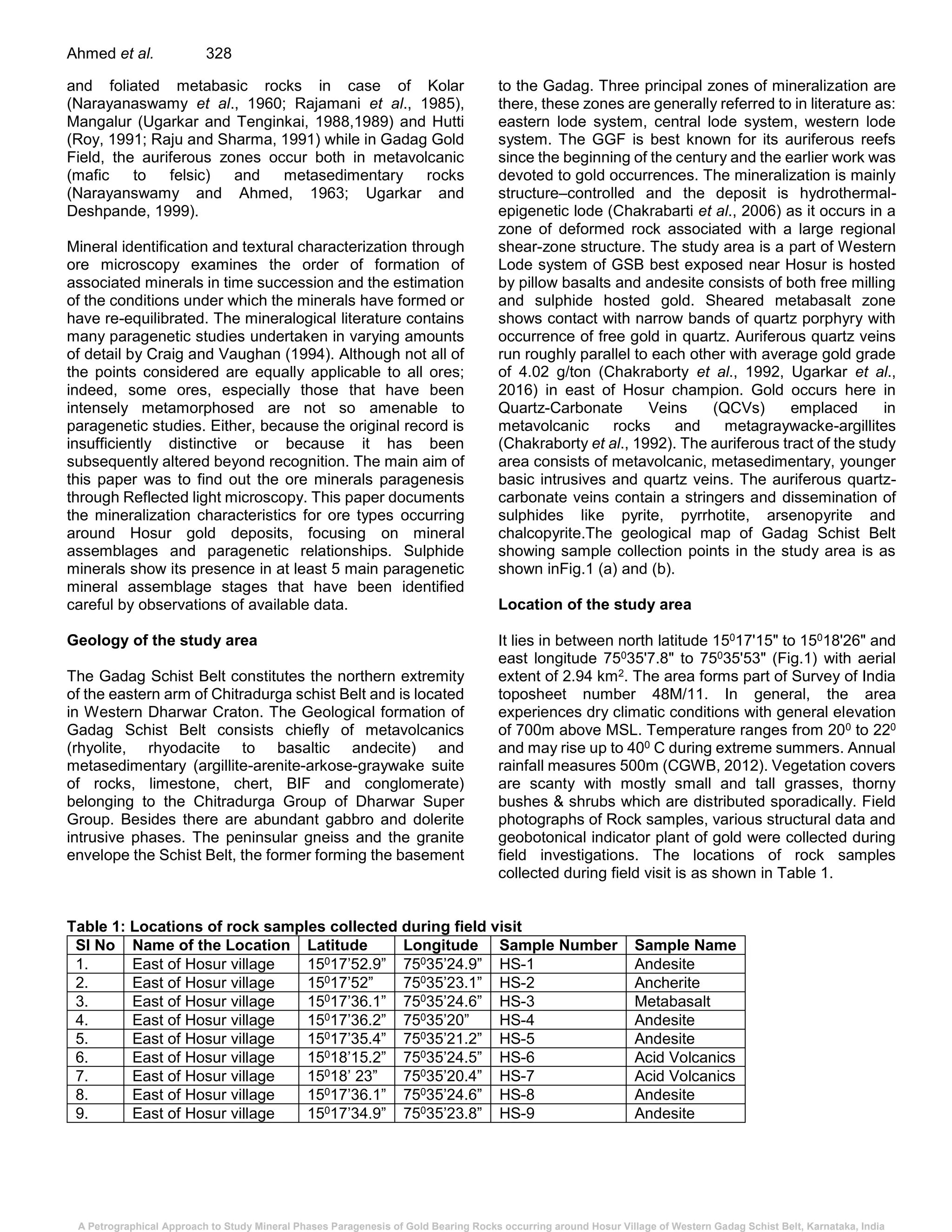 A Petrographical Approach to Study Mineral Phases Paragenesis of Gold ...