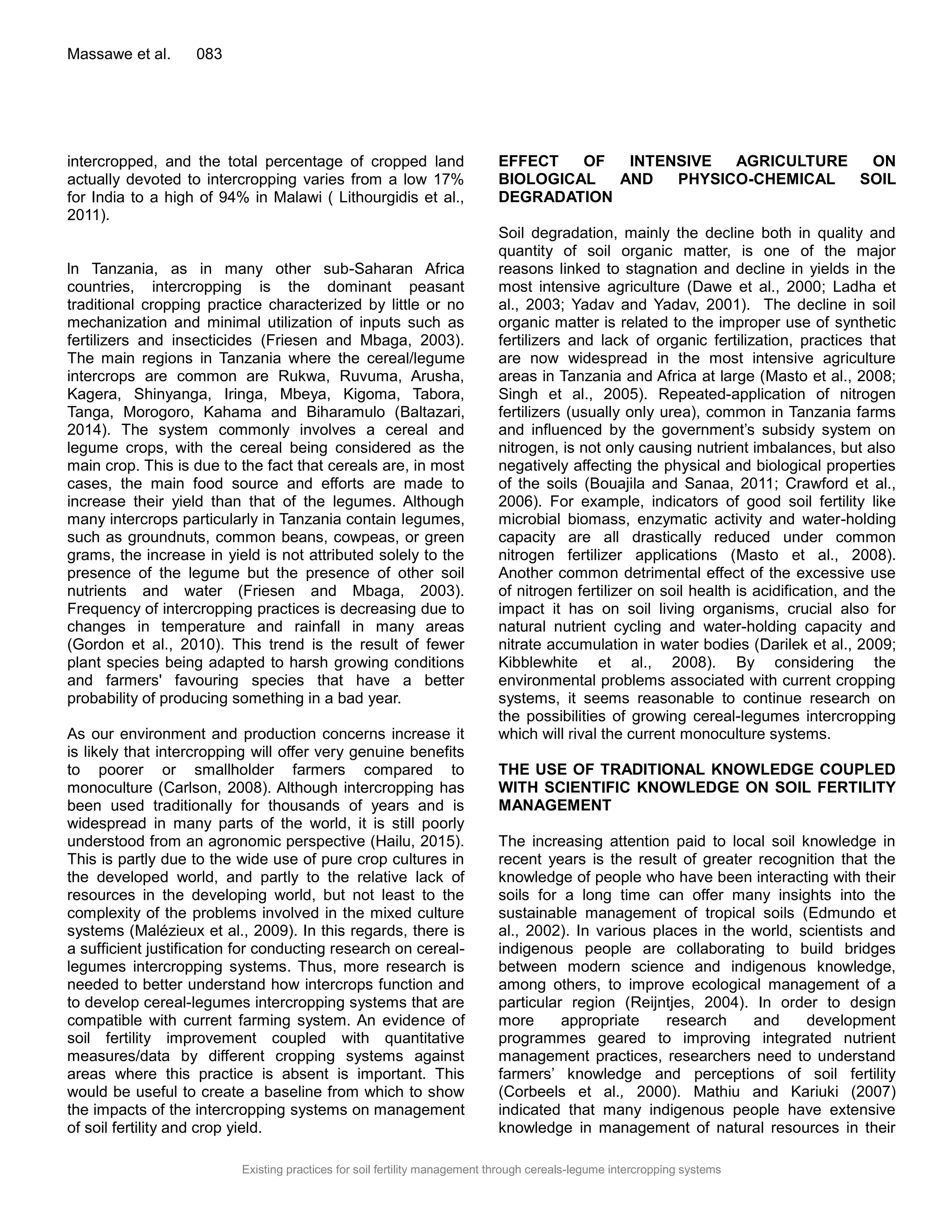 Existing practices for soil fertility management through cereals-legume intercropping systems | PDF