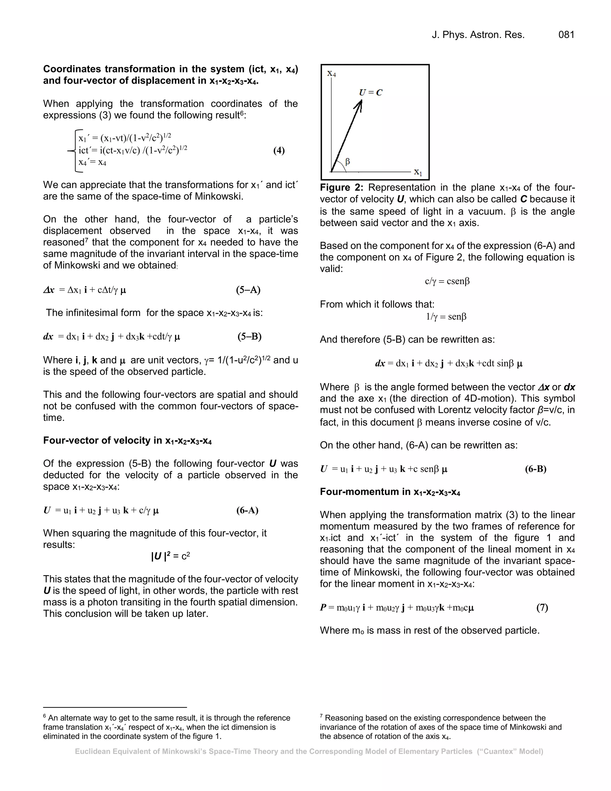 Euclidean Equivalent of Minkowski’s Space-Time Theory and the Corresponding Model of Elementary ...