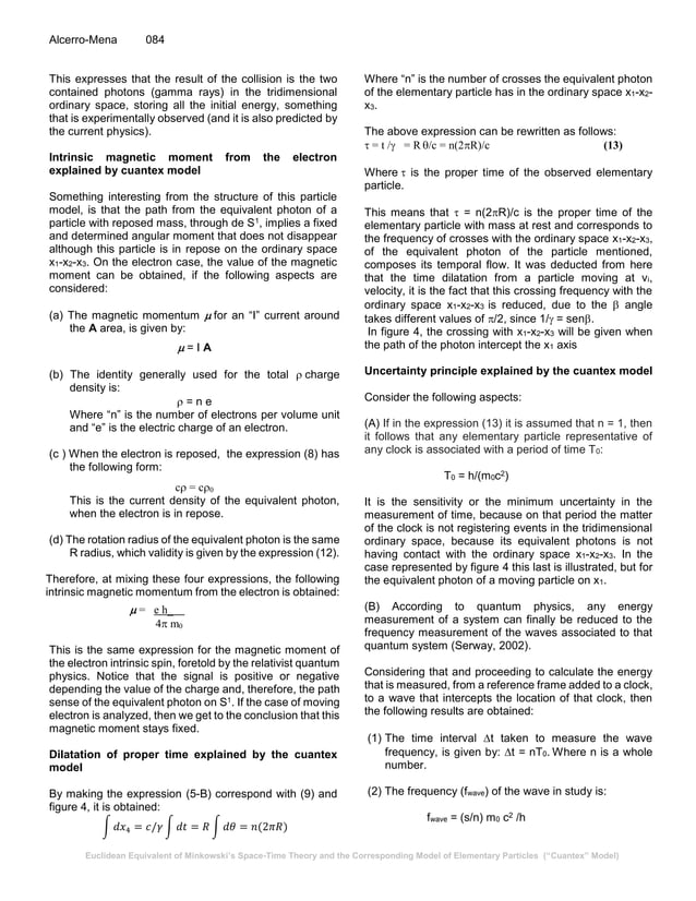 Euclidean Equivalent of Minkowski’s Space-Time Theory and the Corresponding Model of Elementary ...