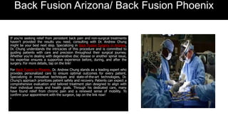 Specializing in Back Fusion Surgery in Arizona | PDF