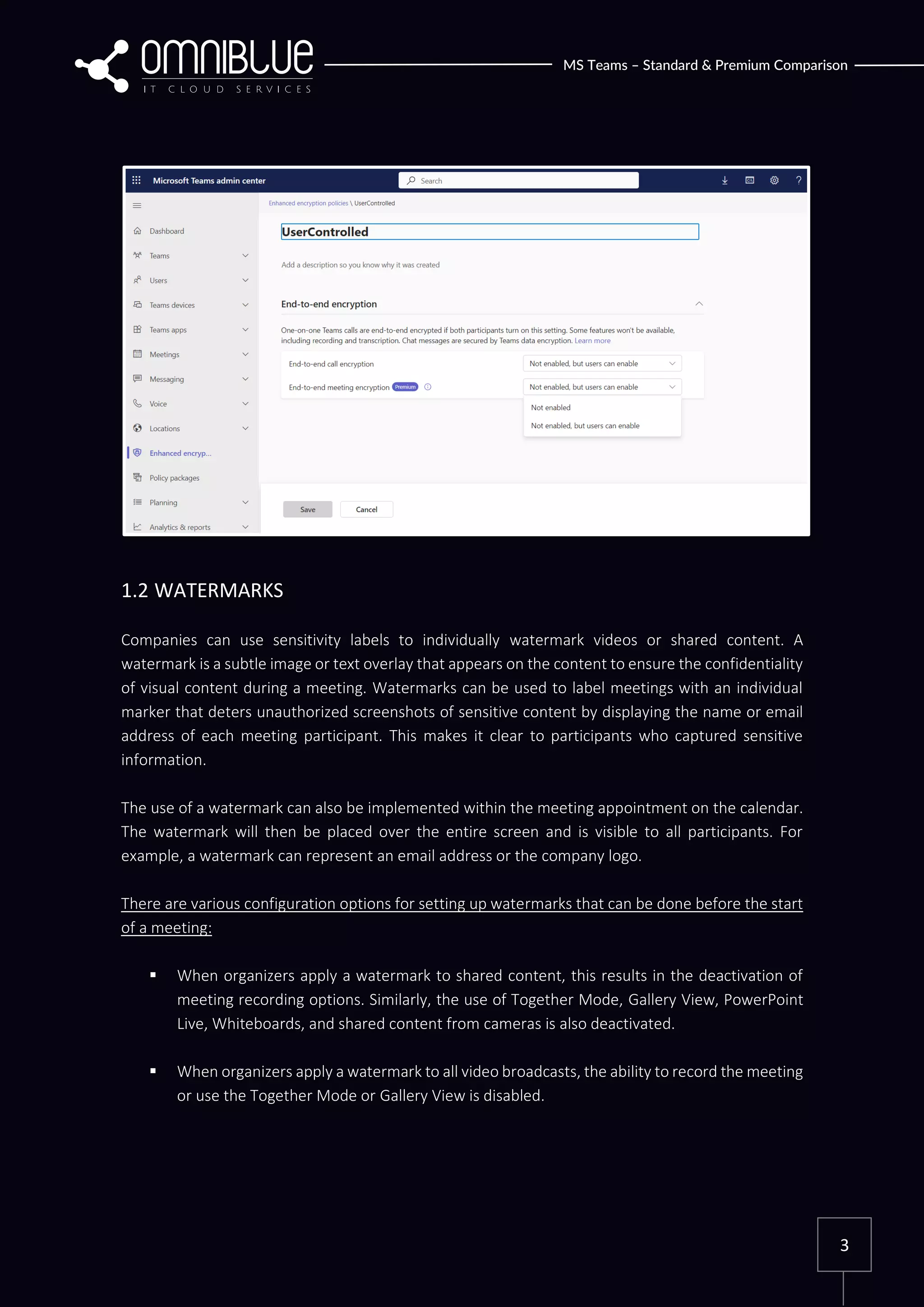 MS Teams Standard vs MS Teams Premium - Comparison Guide | PDF