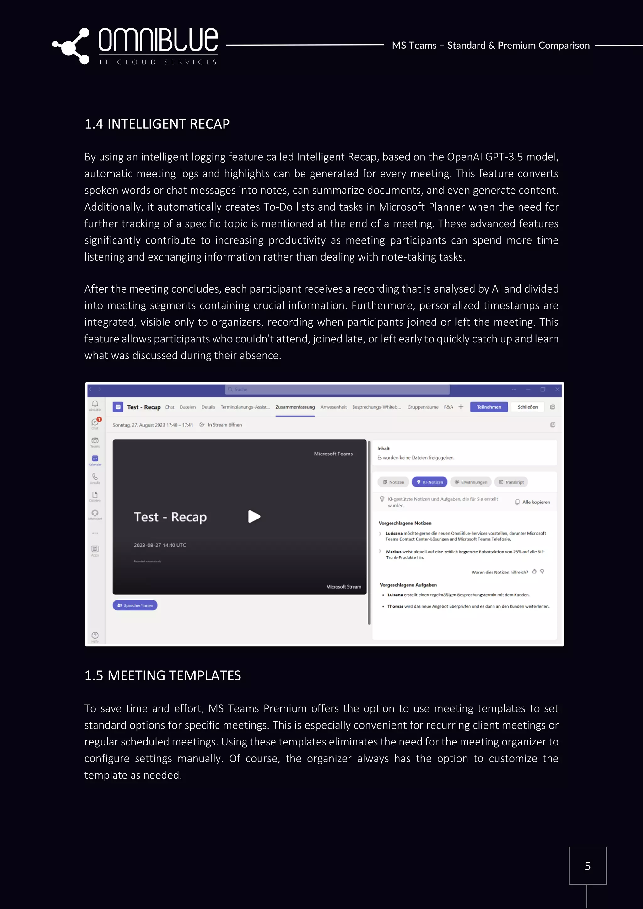MS Teams Standard vs MS Teams Premium - Comparison Guide | PDF