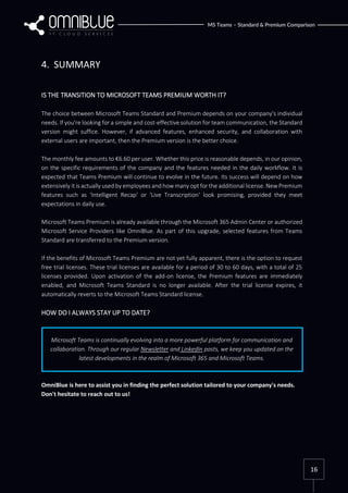 MS Teams Standard vs MS Teams Premium - Comparison Guide | PDF