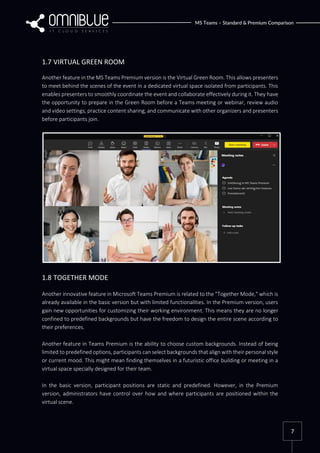 MS Teams Standard vs MS Teams Premium - Comparison Guide | PDF