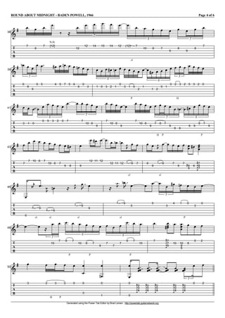 Tablatura - Round About Midnight - Baden Powell | PDF