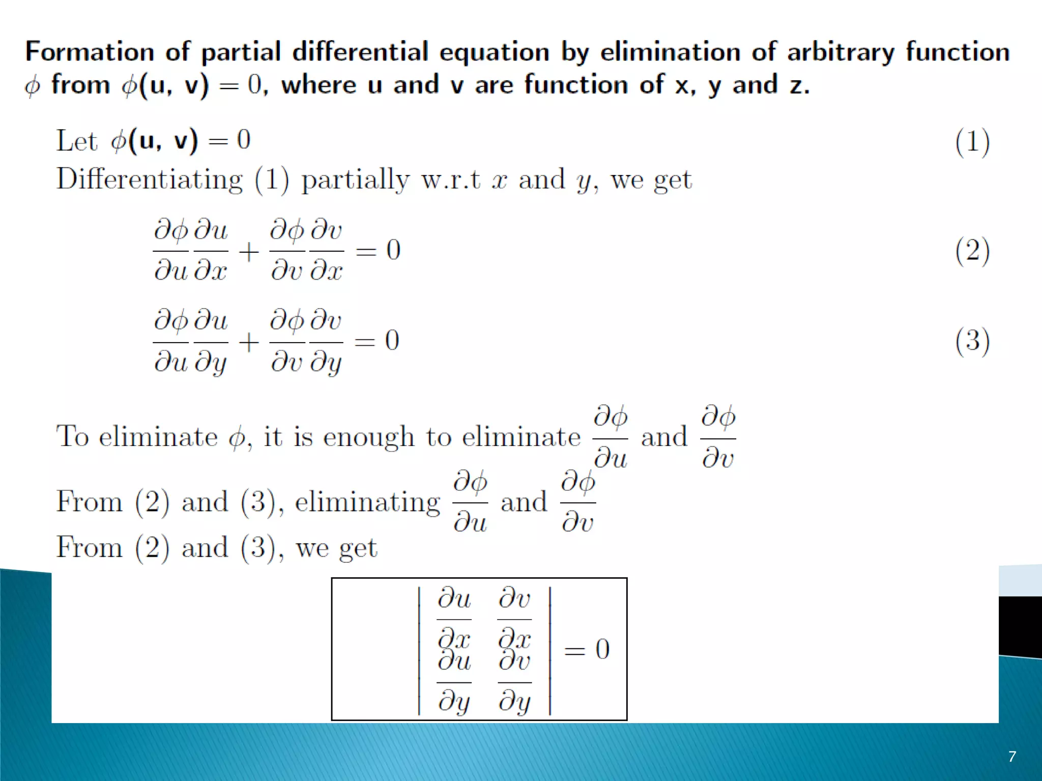 Formation of partial differential equations by eliminating arbitrary functions | PDF