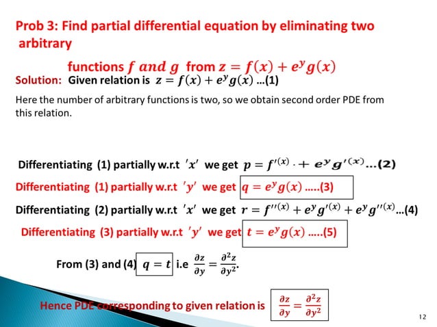 Formation of partial differential equations by eliminating arbitrary functions | PDF