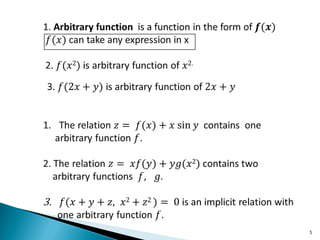 Formation of partial differential equations by eliminating arbitrary functions | PDF