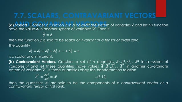 ppt MATHEMATICAL PHYSICS tensor unit 7.pdf