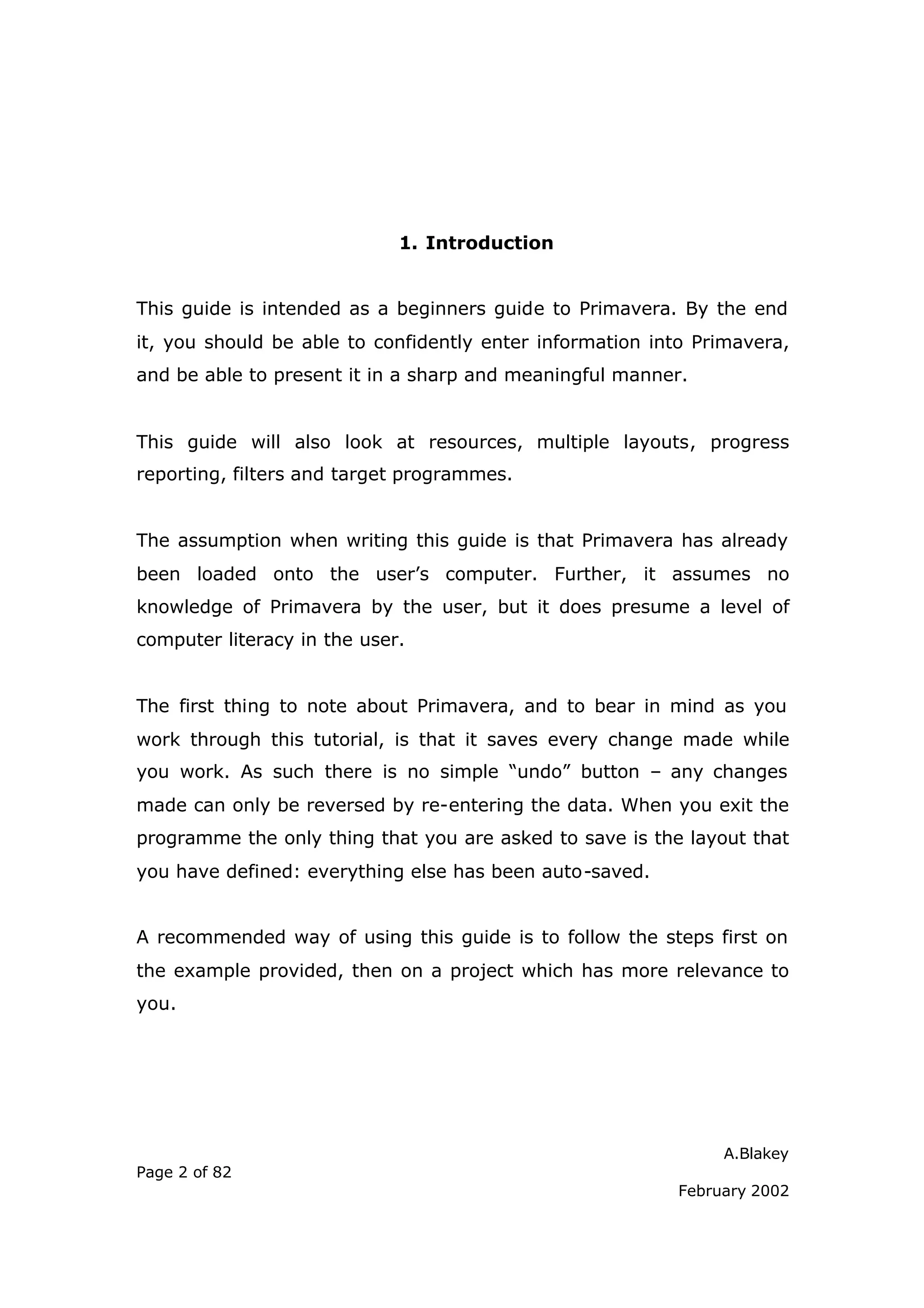 Pdf primavera tutorial | PDF