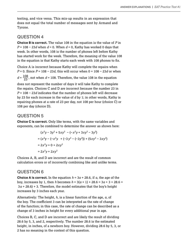 Sat Practice Test Answers & Explanations (1) | PDF