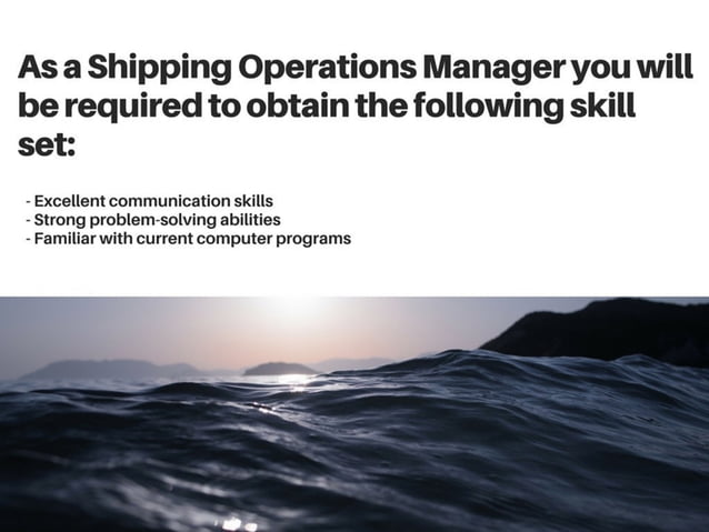 Shipping Operations Manager Overview | PPT