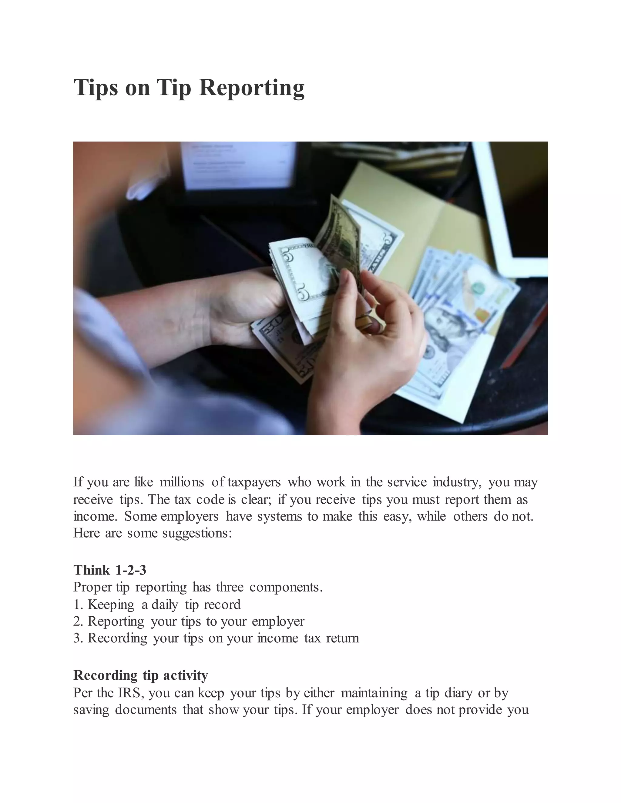 Tips on Tip Reporting | DOCX