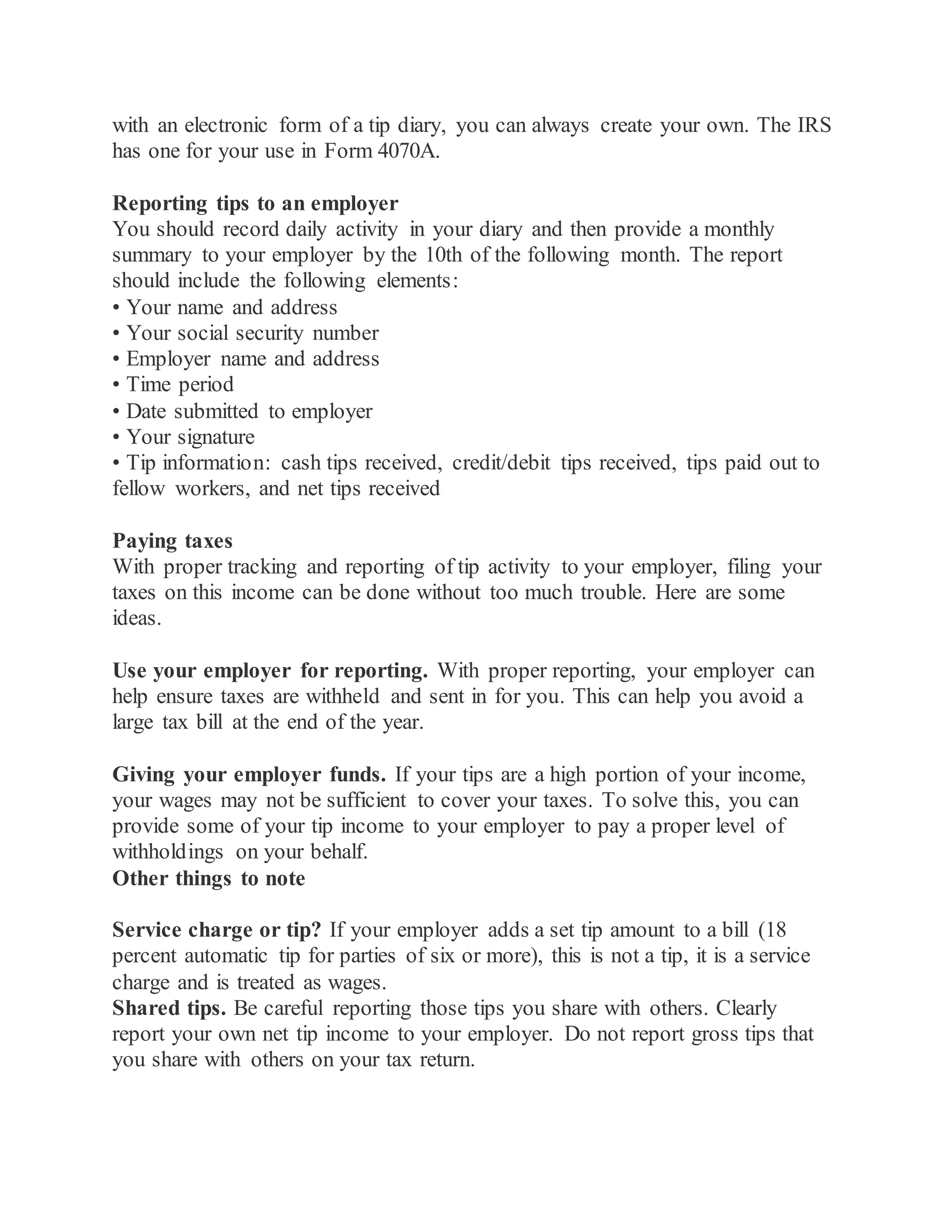 Tips on Tip Reporting | DOCX