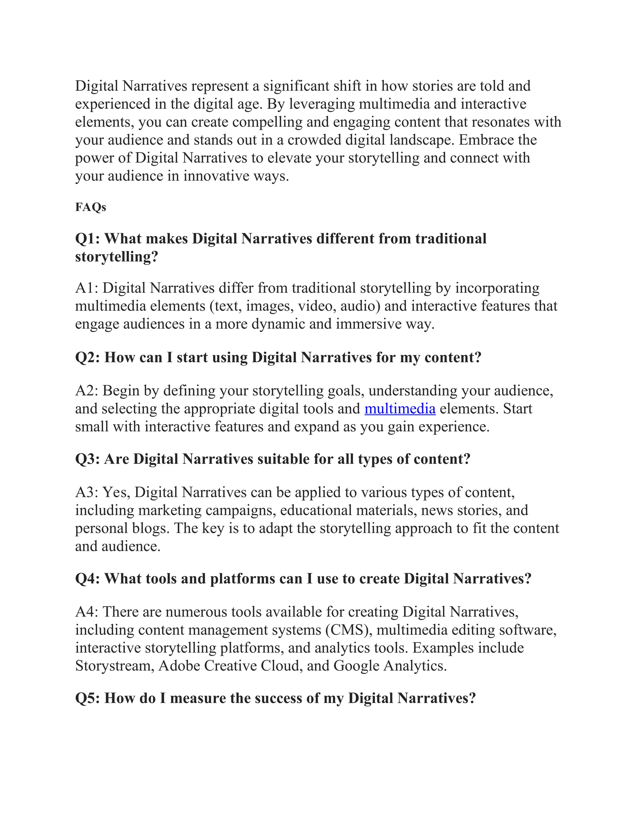 Unlocking the power of Digital Narrative | PDF