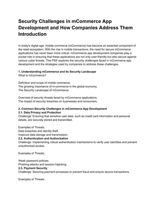 Security Challenges in mCommerce App Development and How Companies Address Them | PDF