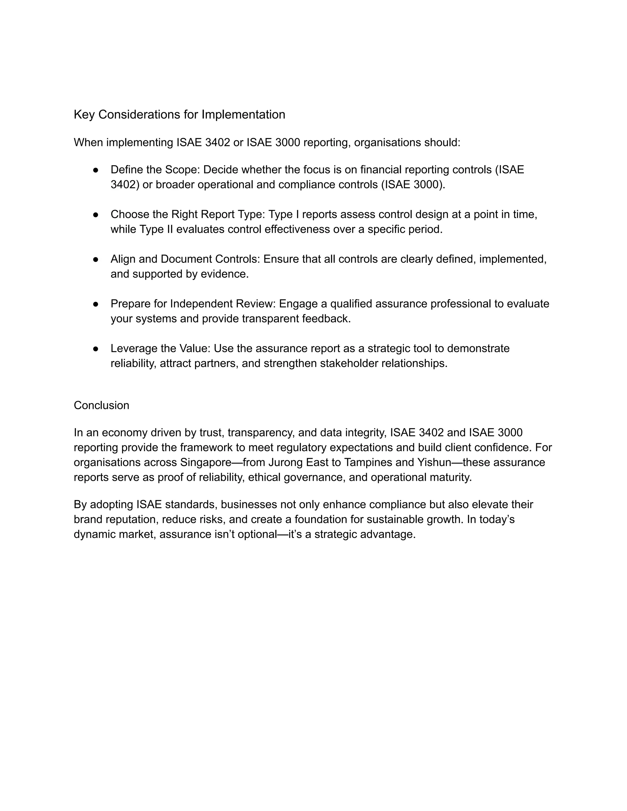 ISAE 3402 & ISAE 3000 Reporting in Jurong East, Tampines, Yishun, and ...