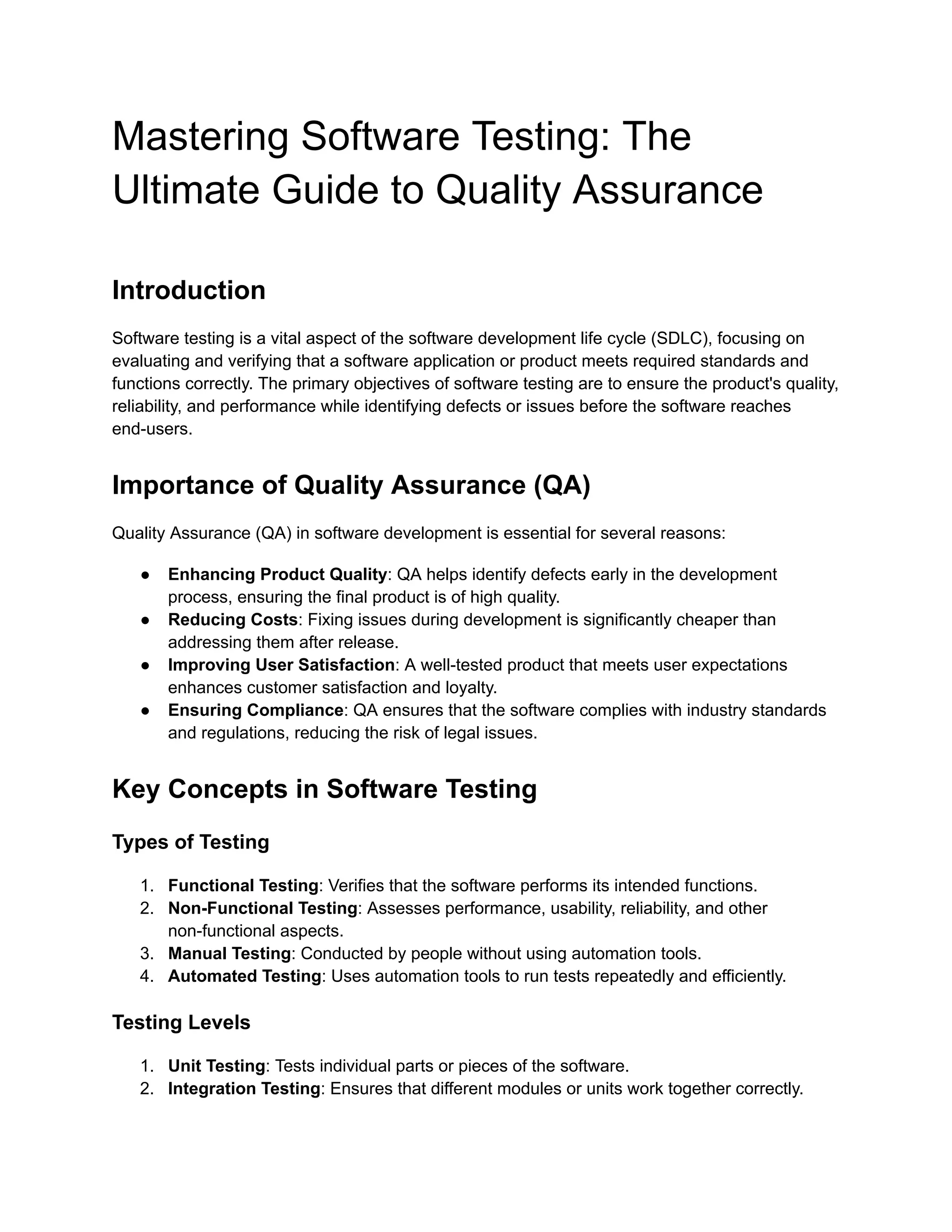 Mastering Software Testing: The Ultimate Guide to Quality Assurance | PDF