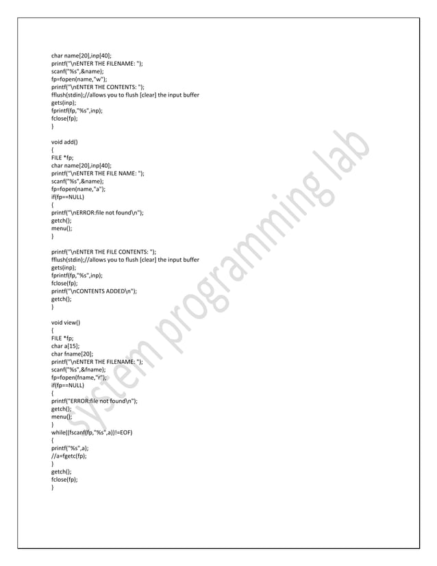 systems programming lab programs in c | PDF