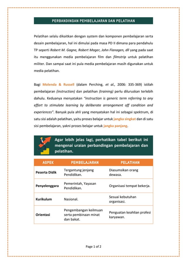 PERBEDAAN PEMBELAJARAN DAN PELATIHAN | PDF
