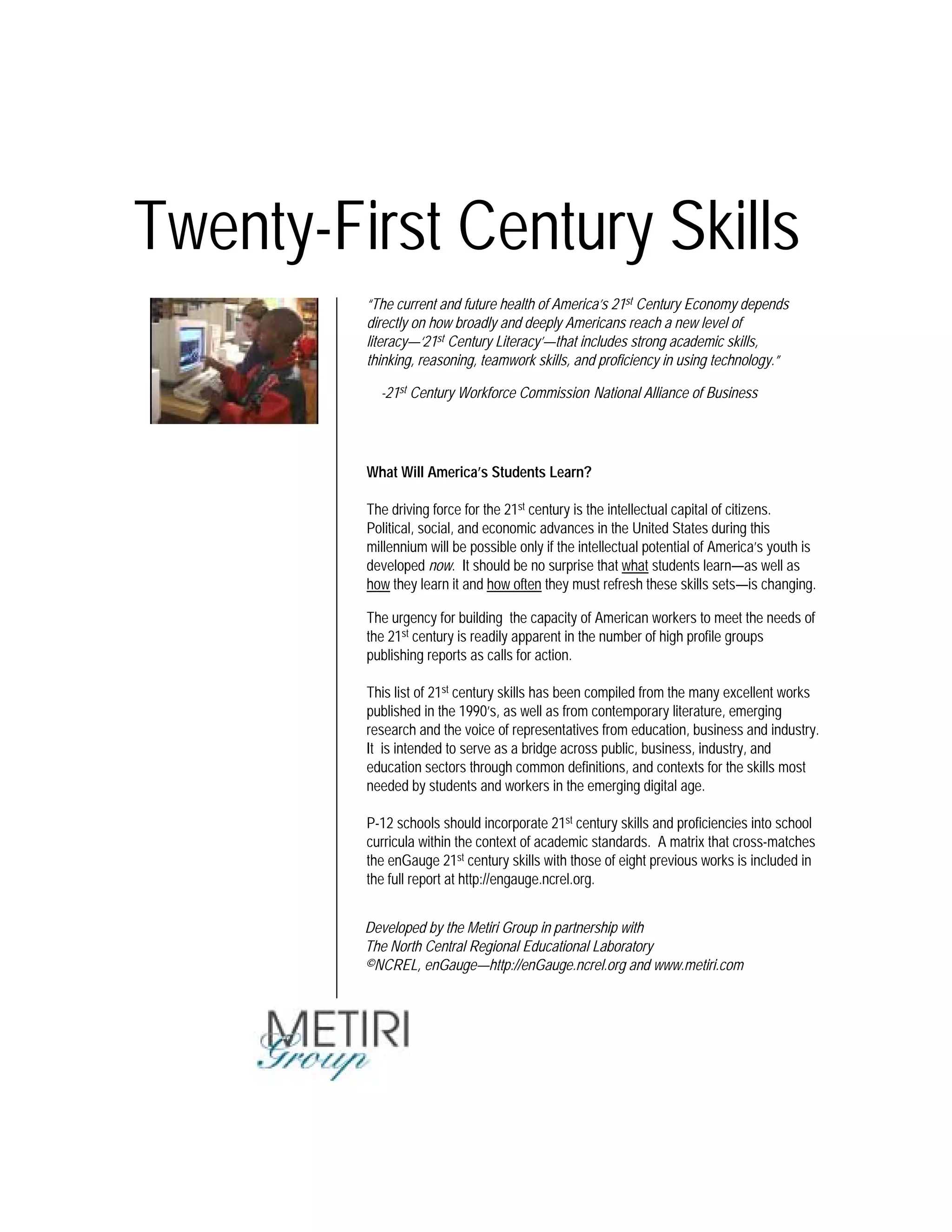 Twenty First Century Skills | PDF