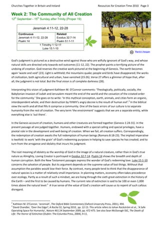 Sermon Notes Creation Care | PDF