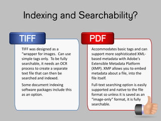 PDF vs. TIFF, An Evaluation of Document Scanning File Formats | PPTX